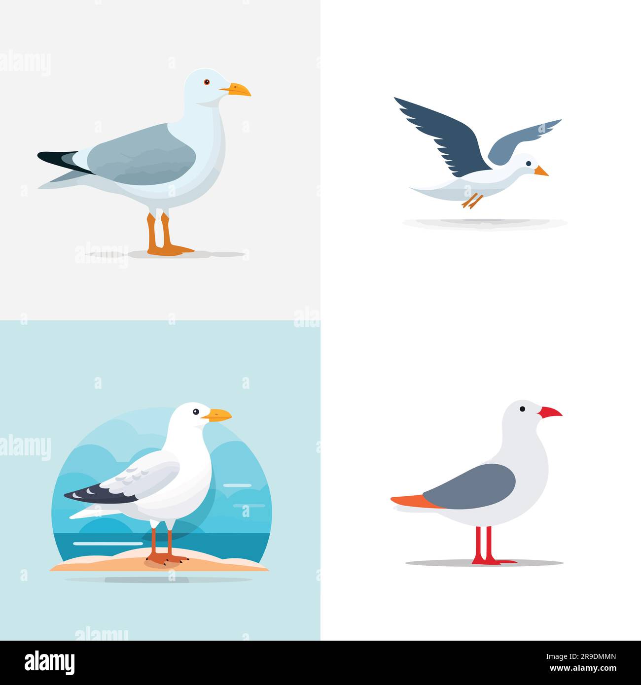 Set of seagulls Stock Vector Images - Alamy
