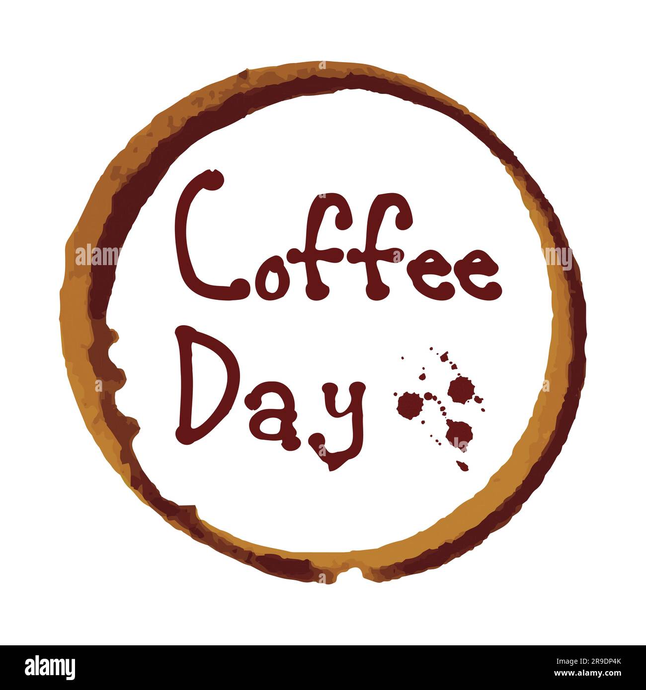 Coffee Day and watercolor round spots coffee, drops, splashes, spilled ...