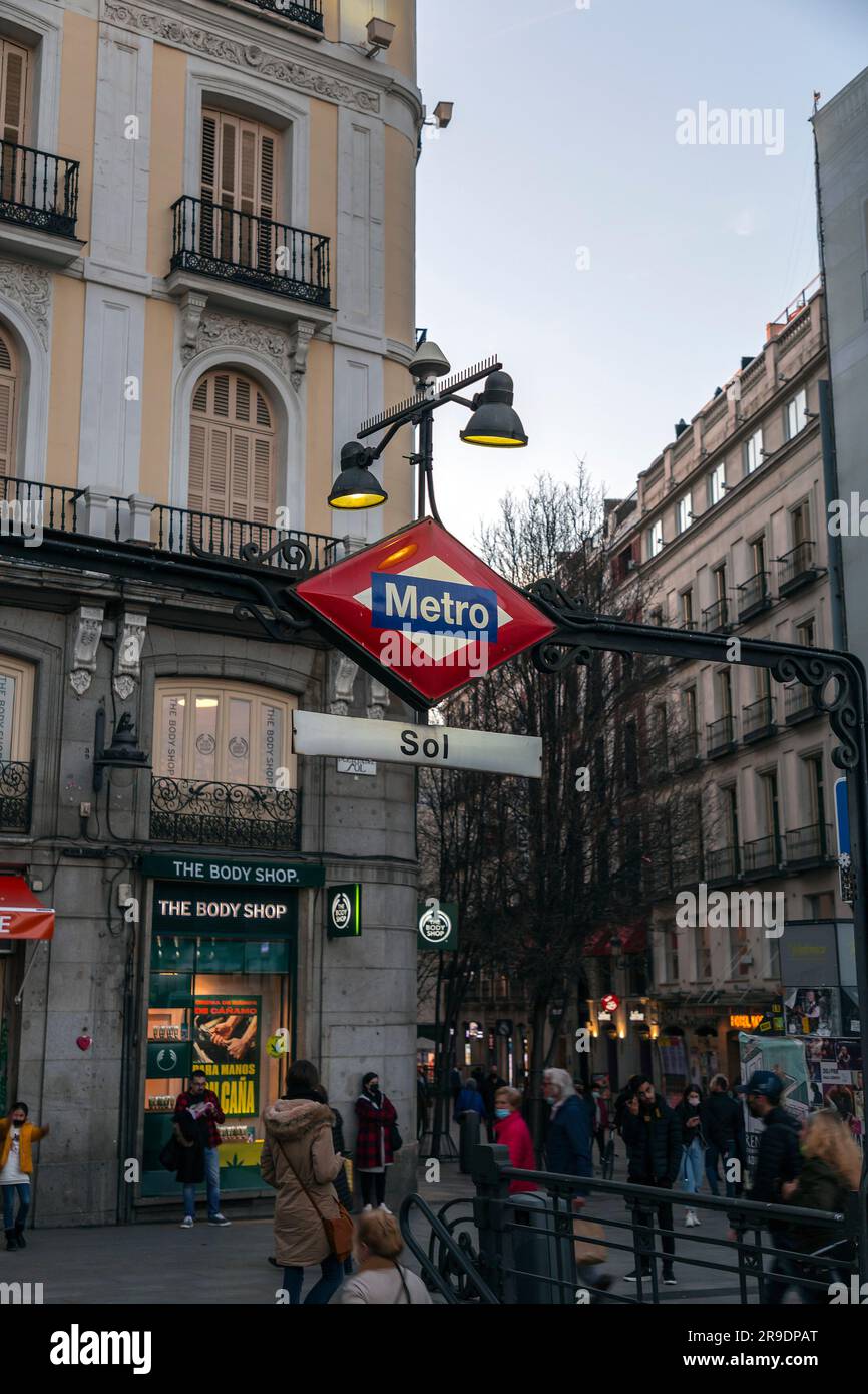 Berlin, Germany - FEB 17, 2022: Metro sign and logo at the entrance of ...