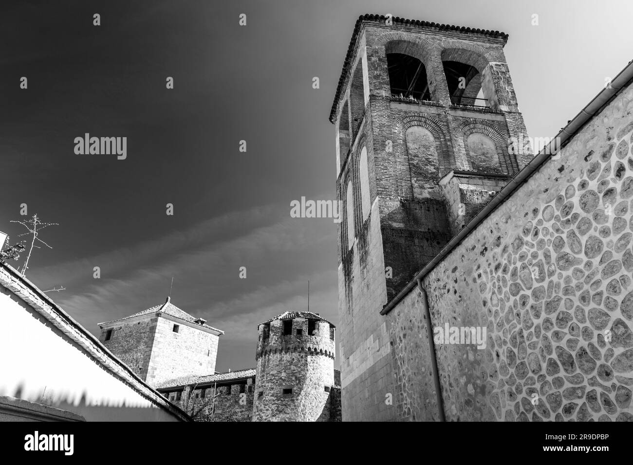 Spain historic buildings in plaza Black and White Stock Photos & Images ...