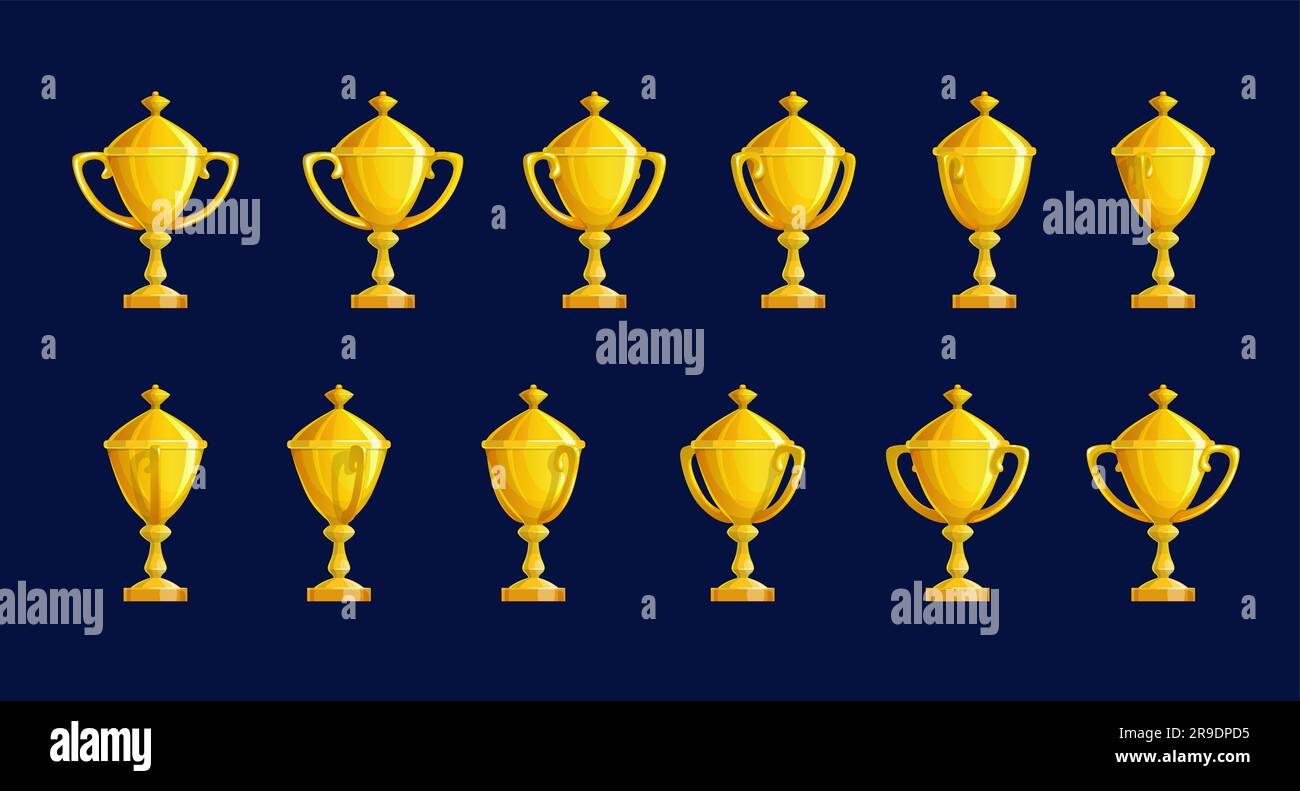 Golden trophy cup sequence, animation sprite sheet. Cartoon vector gold ... Golden trophy cup sequence, animation sprite sheet. Cartoon vector gold ...