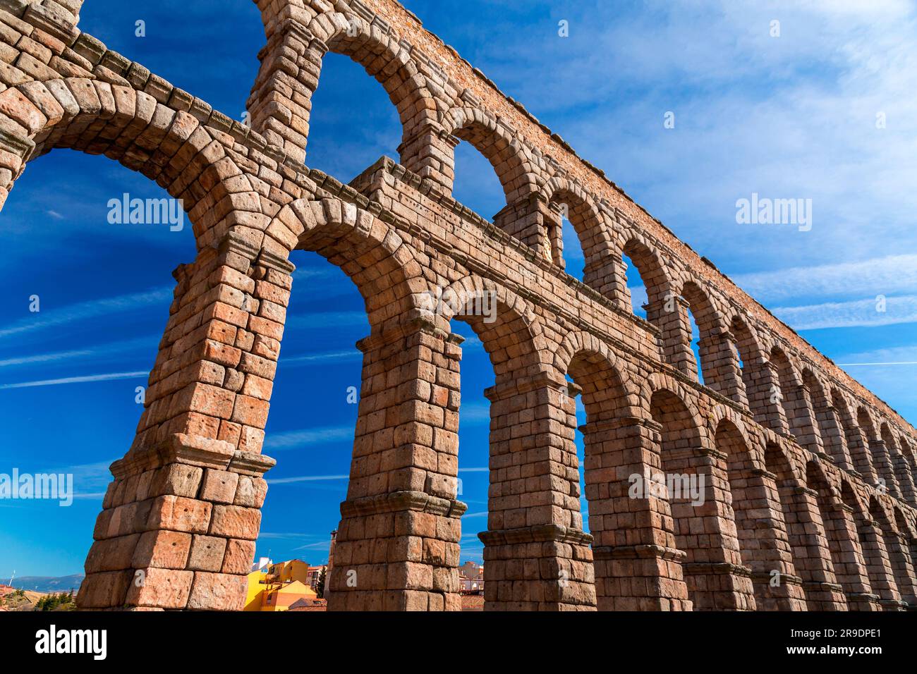 The ancient Roman aqueduct of Segovia, one of the best-preserved ...