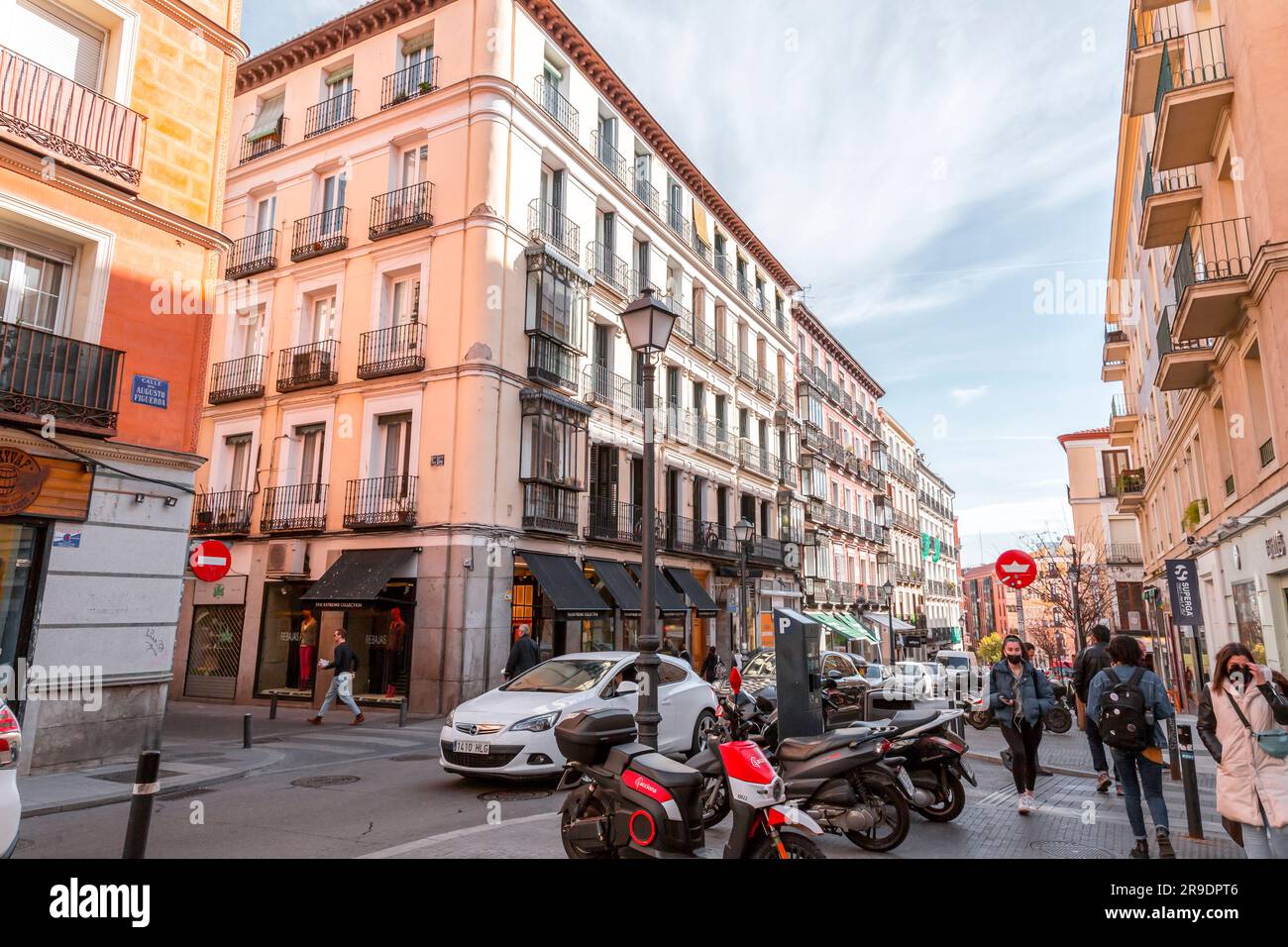 Madrid, Spain - FEB 16, 2022: Generic architecture and street view from ...