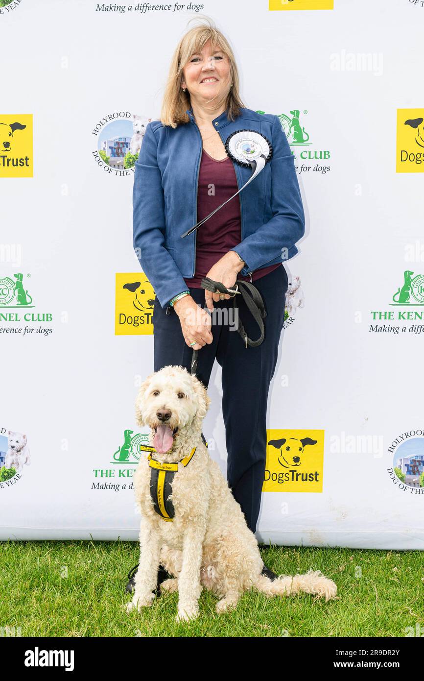 EDITORIAL USE ONLY Oakley, (from the Dogs Trust) the Labradoodle, with ...