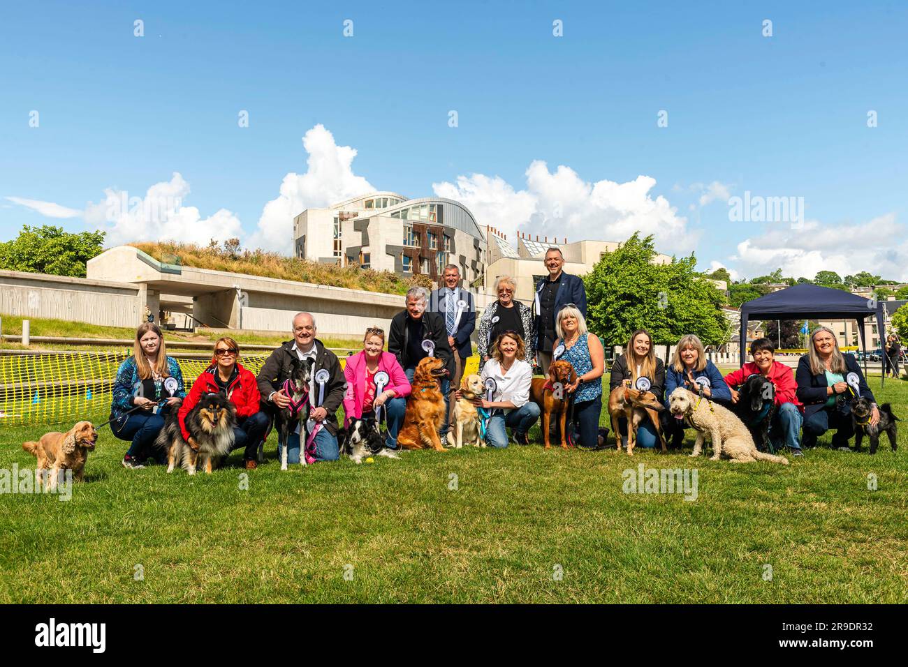 EDITORIAL USE ONLY MSP's and their dogs pose in front of the Scottish ...