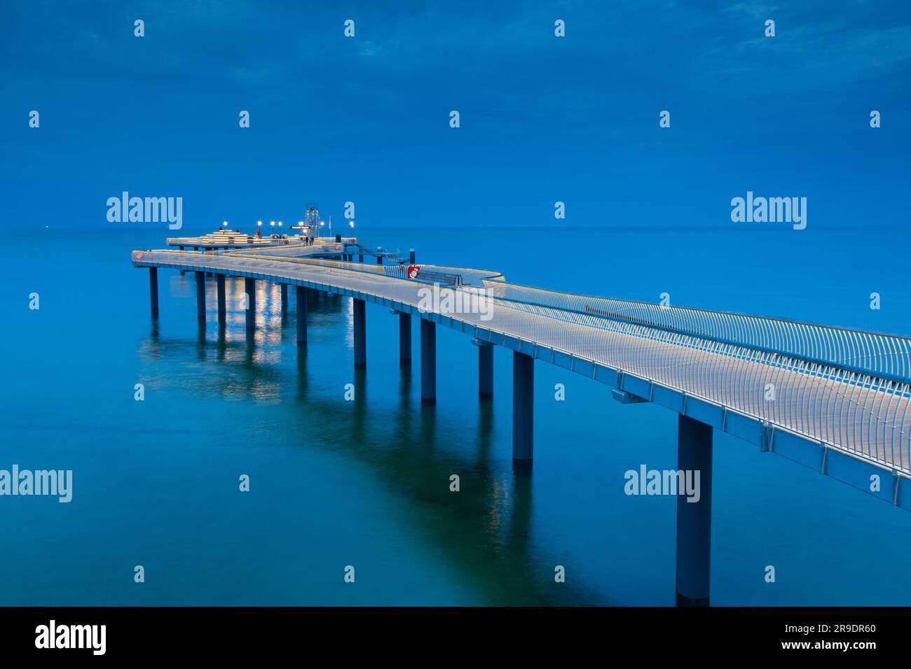 Koserow pleasure pier at night. Usedom Island, Mecklenburg-Western ...