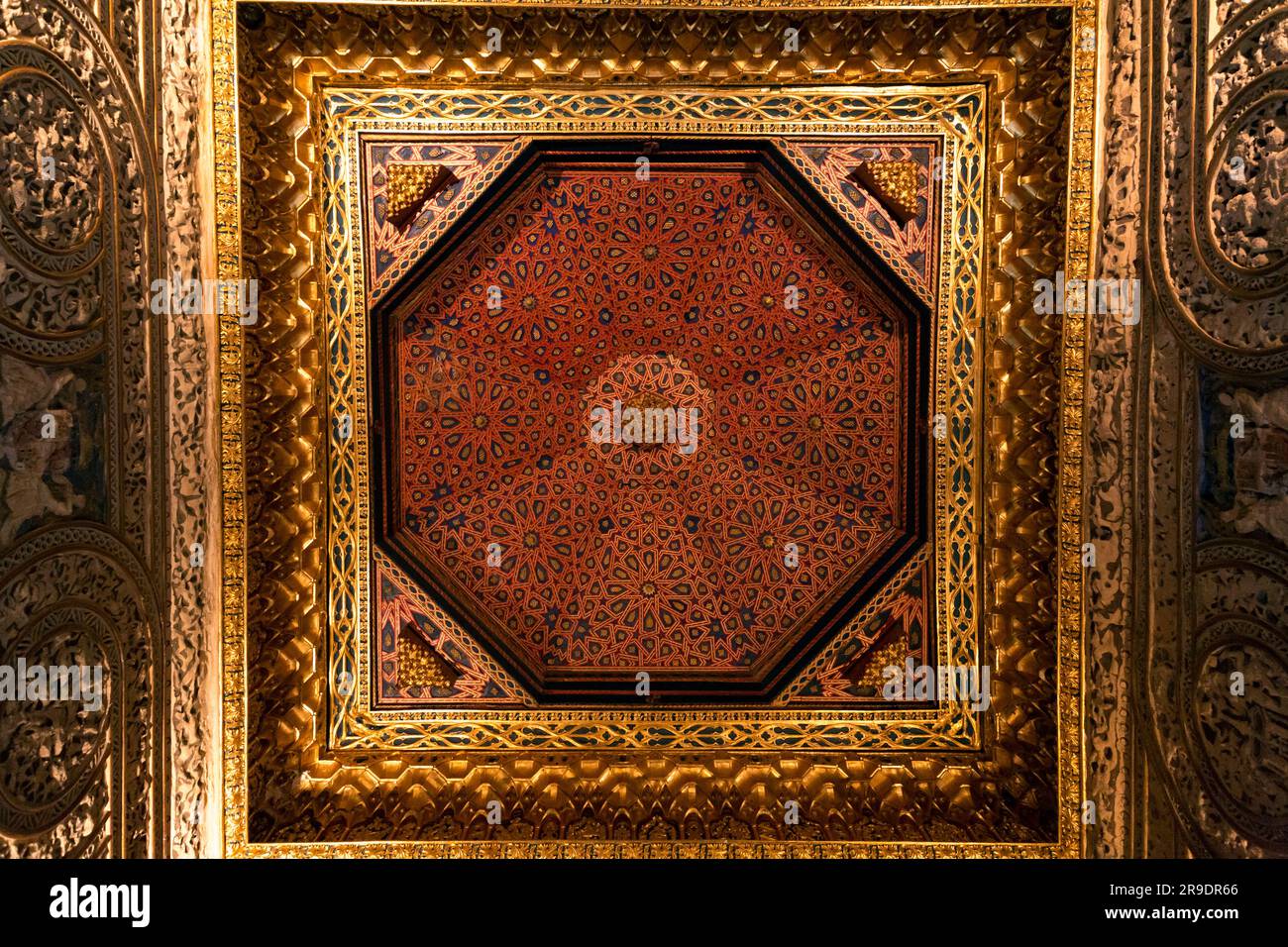 Ceiling detail from the historical Alcazar of Segovia, a medieval ...