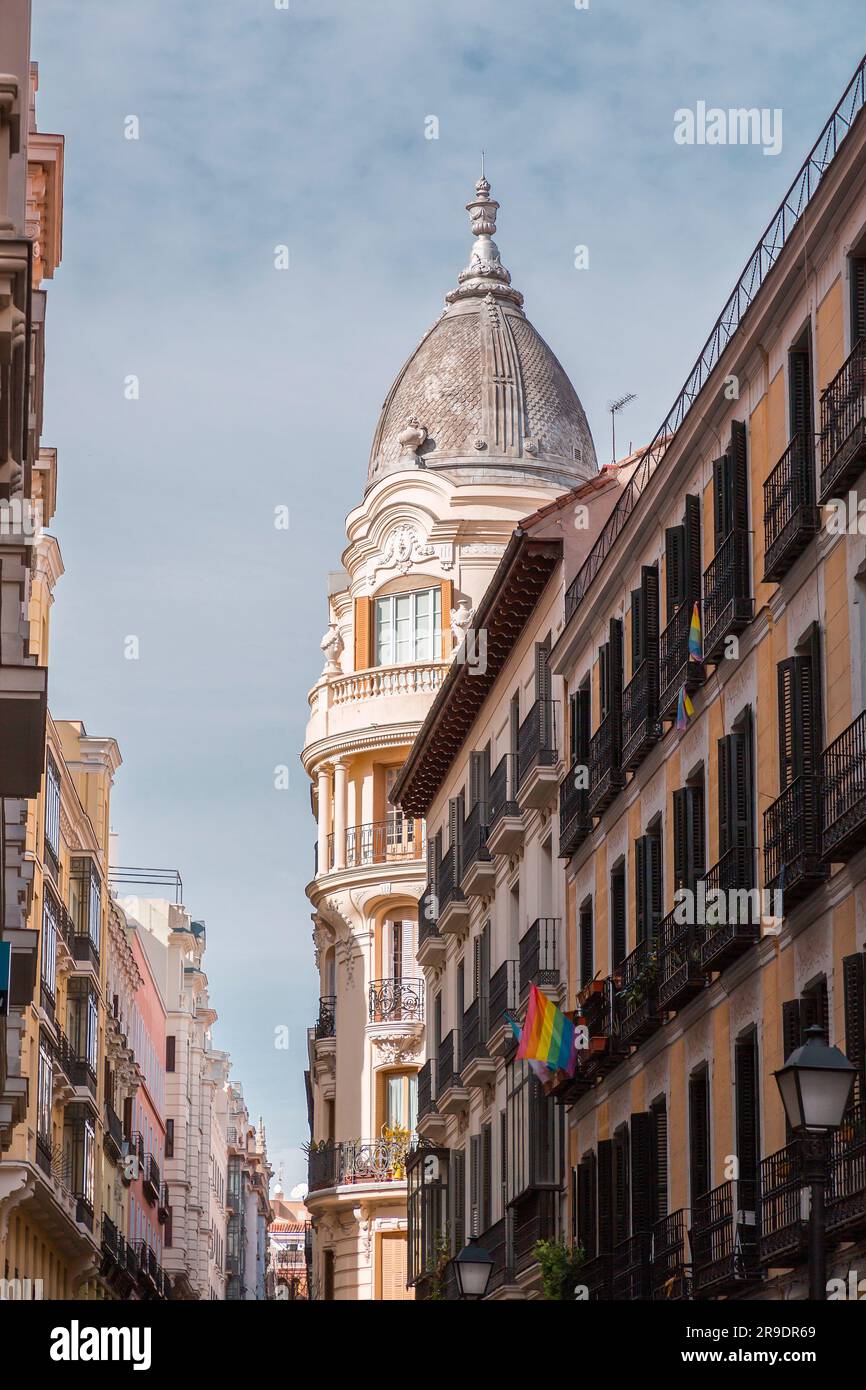 Madrid, Spain - FEB 16, 2022: Generic architecture and street view from ...