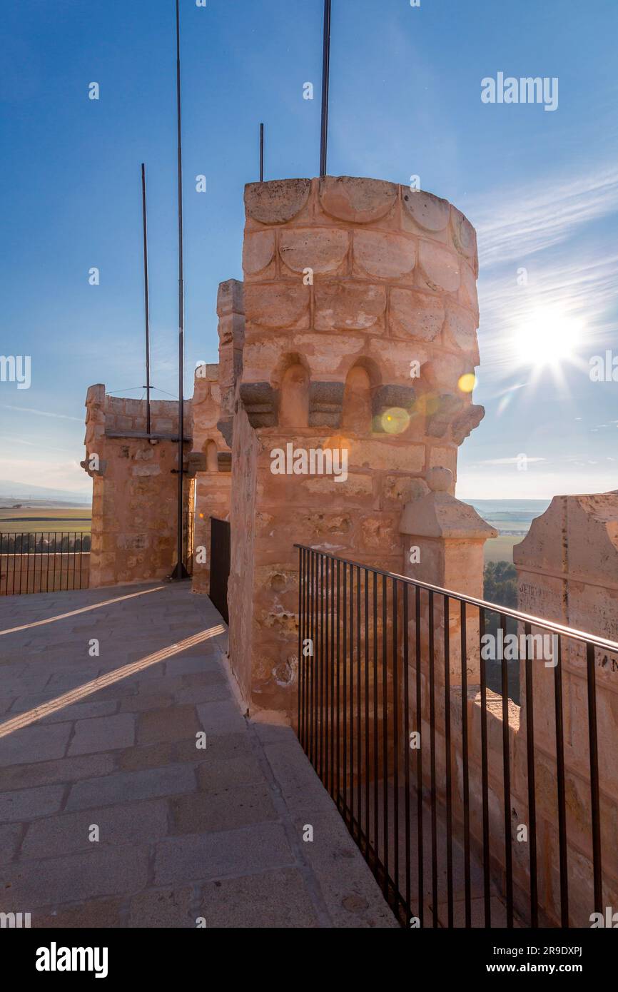 The top of the historical Alcazar of Segovia, a medieval fortress in ...