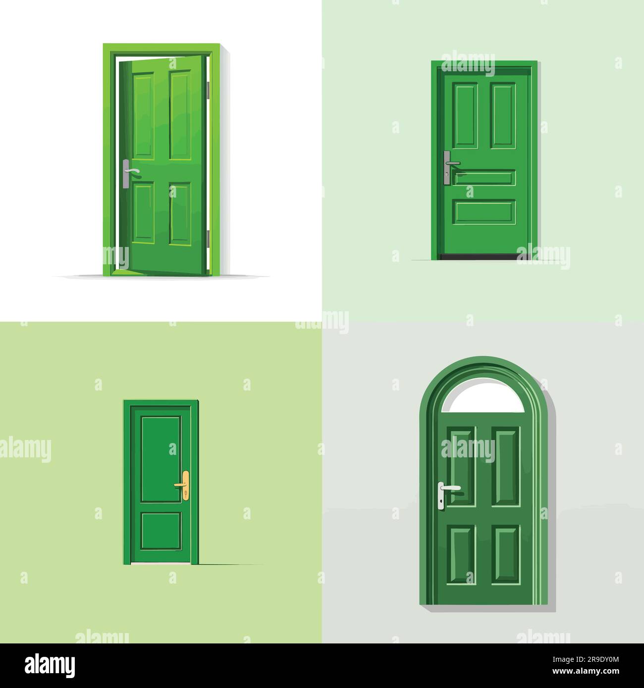Green front door entrance Stock Vector Images - Alamy
