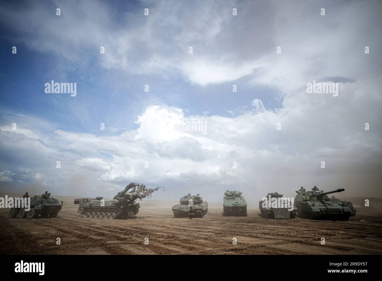 Vilnius, Lithuania. 26th June, 2023. Heavy wheeled and tracked vehicles ...