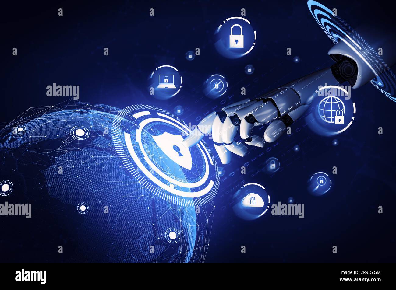 3D Rendering Futuristic robot technology development, artificial intelligence AI, and machine ...