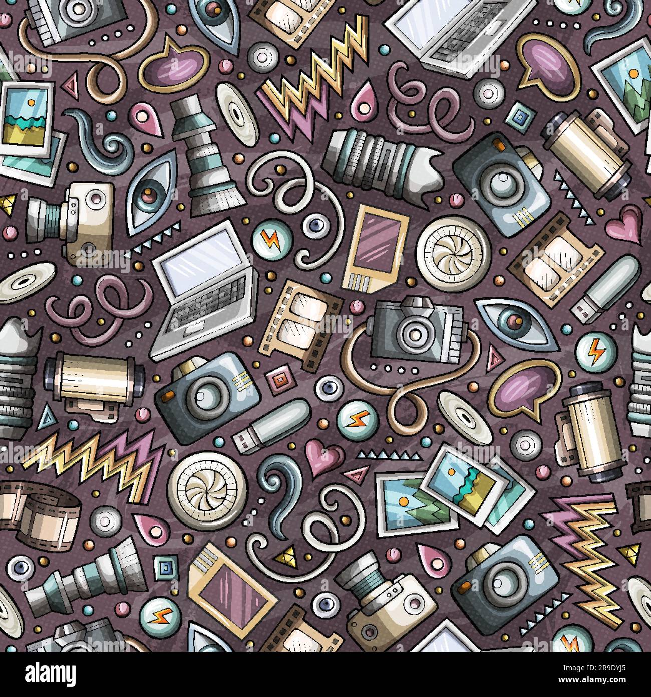 Cartoon cute Photo seamless pattern. Colorful detailed, with lots of ...