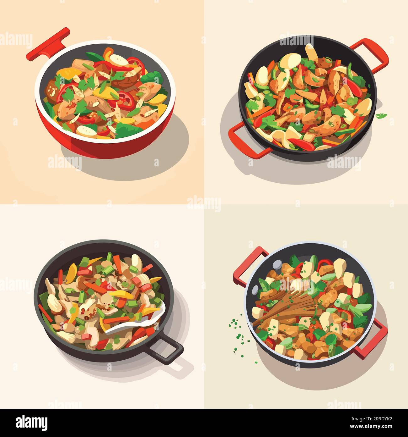 Chicken vegetable stir fry Stock Vector Images - Alamy