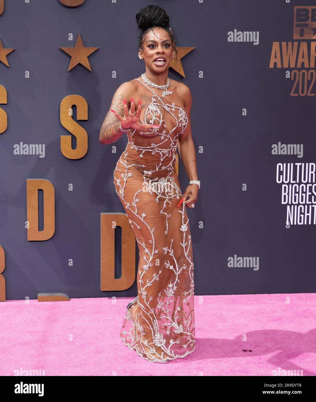 Los Angeles, USA. 25th June, 2023. Jess Hilarious arrives at the 2023 BET Awards held at the ...