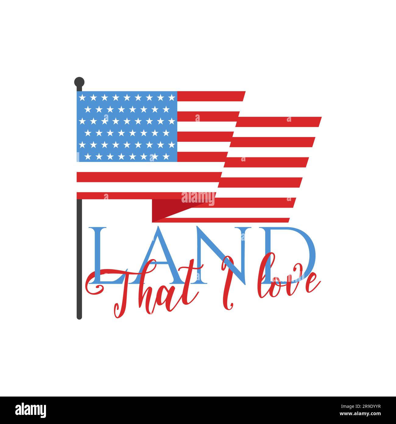 4th of July typography design with quote - Land that i love and flag ...