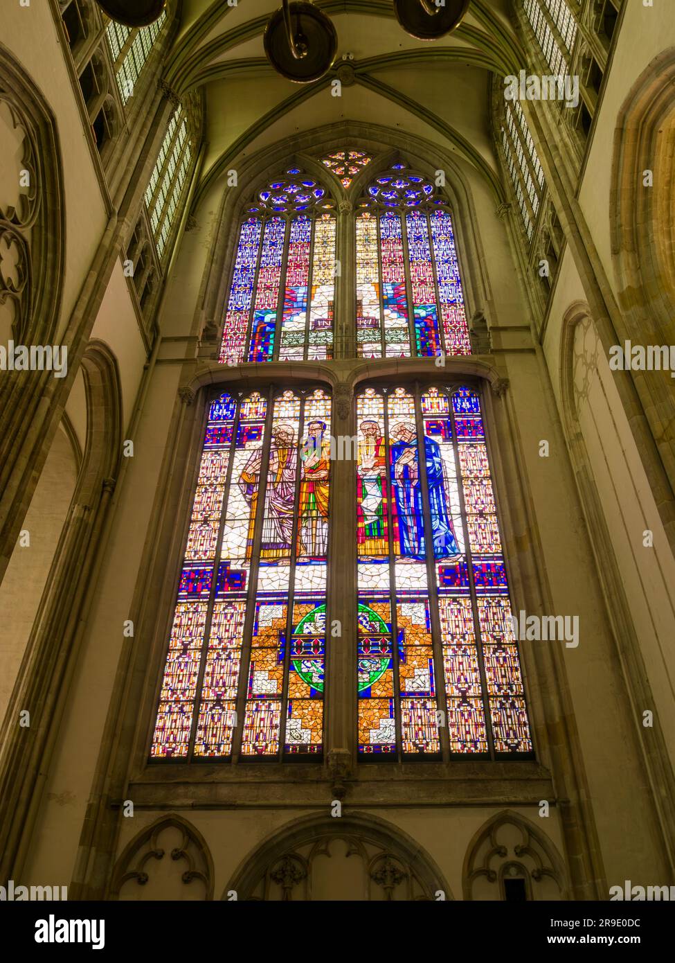 A stained-glass window in St Martin's Cathedral in the historic inner ...