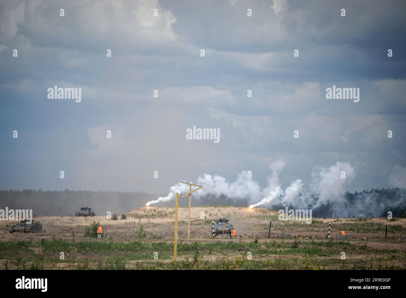 Vilnius, Litauen. 26th June, 2023. Smoke rises during the NATO exercise ...