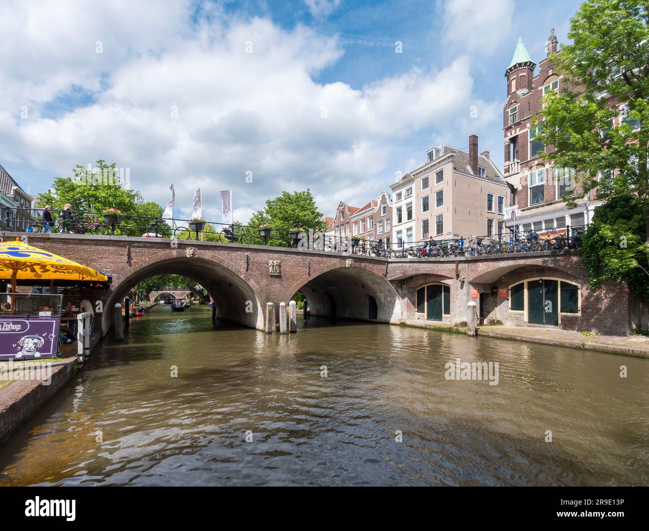The Oudegracht (Old Canal) through the historic inner city of Utrecht ...