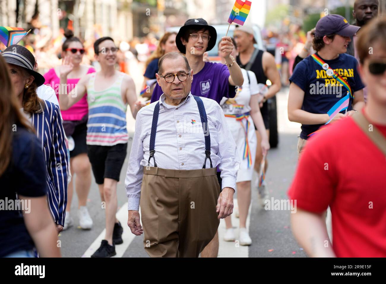 New York Congressman Jerry Nadler walks in the NYC Pride March, Sunday ...