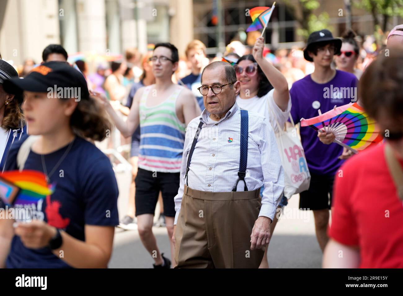 New York Congressman Jerry Nadler walks in the NYC Pride March, Sunday ...