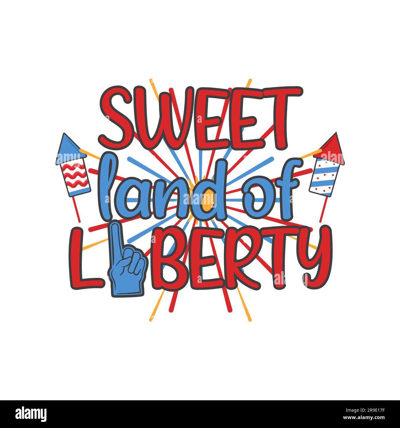 4th of July typography design with quote - sweet land of liberty and ...