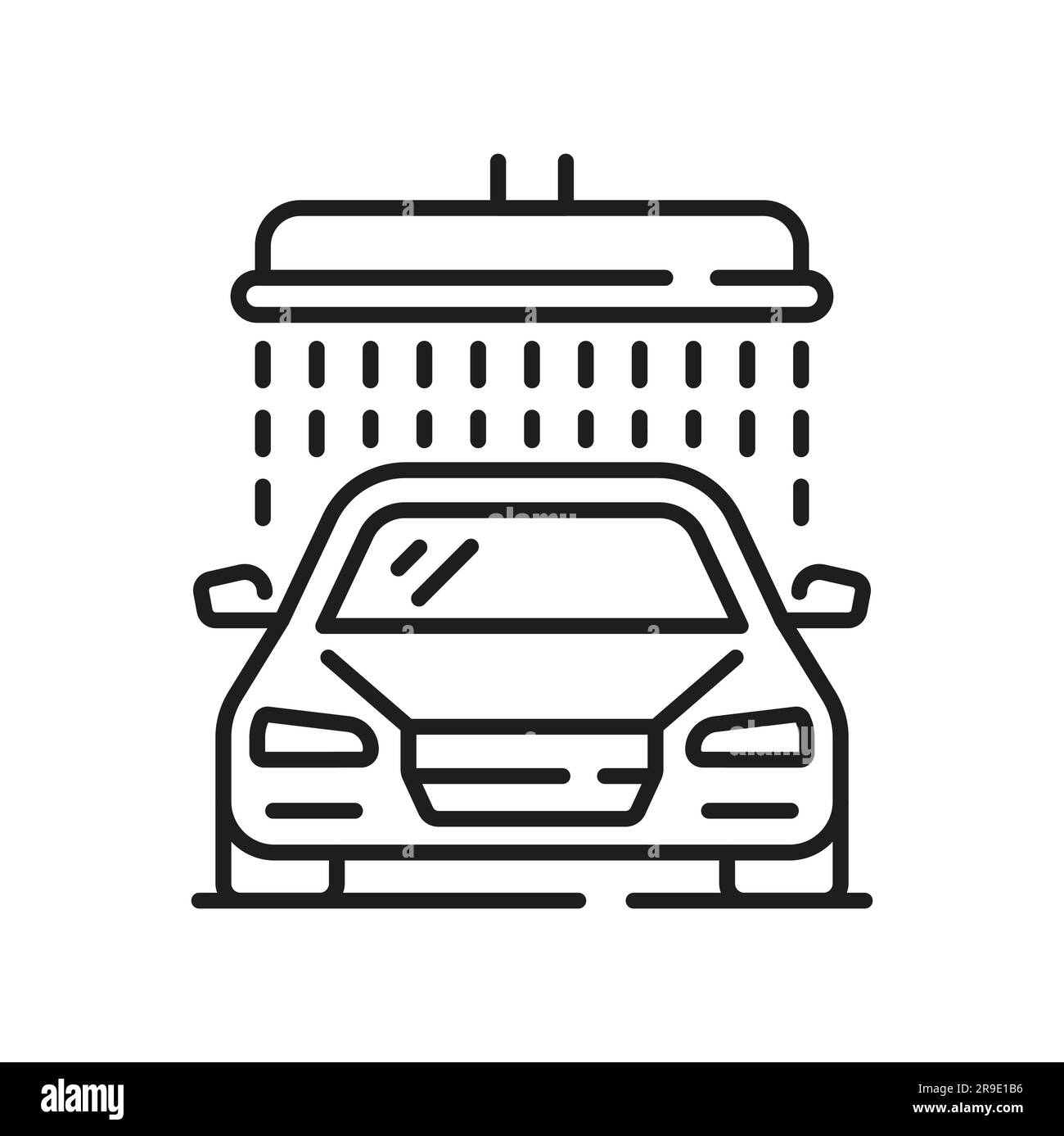 Car wash service, vehicle under shower water drops isolated outline ...