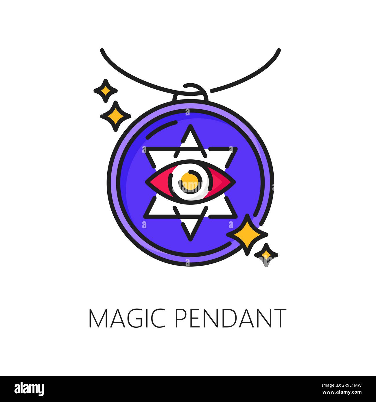 Magic pendant witchcraft and magic icon. Enchanting amulet with ...
