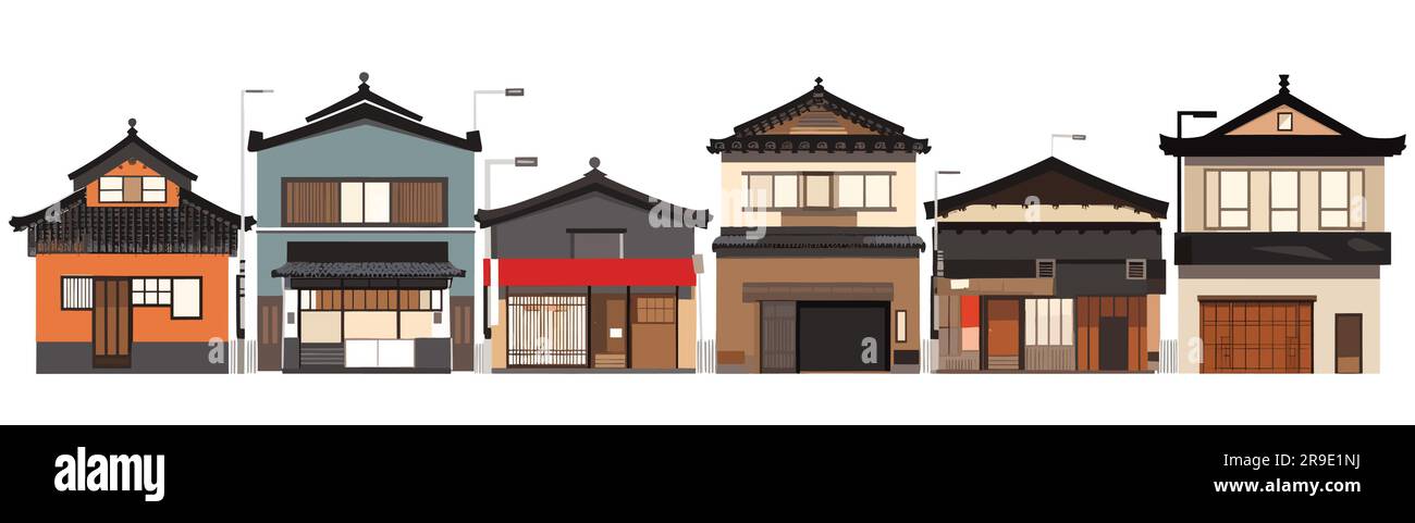 Old japanese city poster Stock Vector Images - Alamy