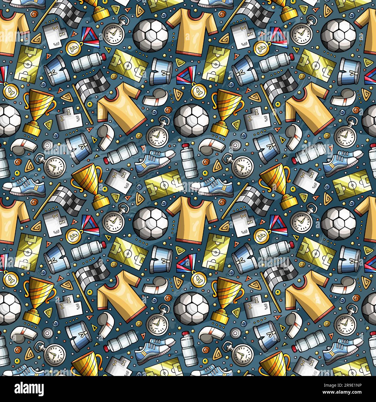 Cartoon cute Sport seamless pattern. Colorful detailed, with lots of ...