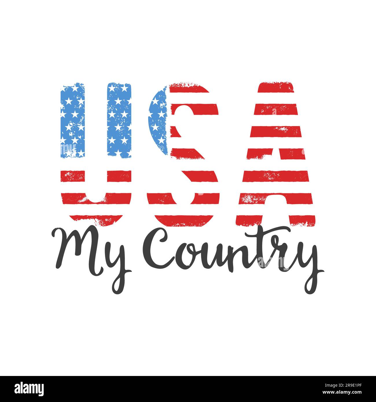 4th of July typography design with quote - usa my country. US ...