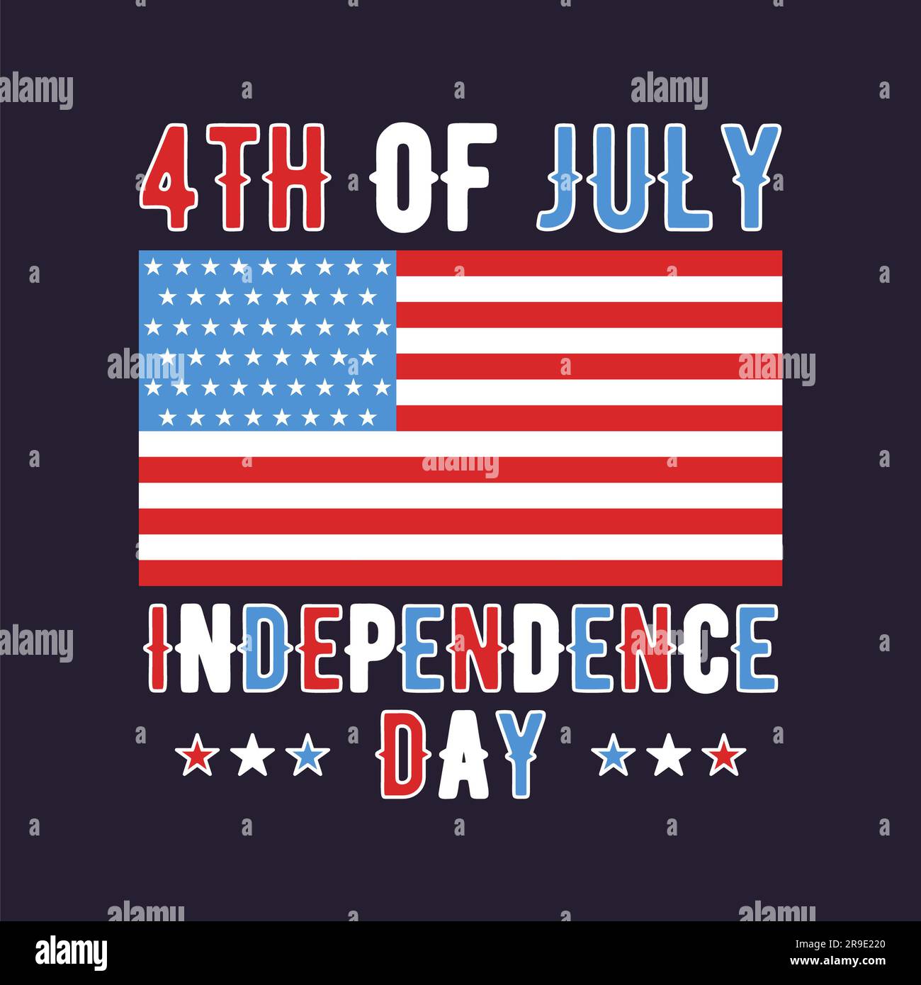 4th of July typography design with flag. US Independence Day clipart ...