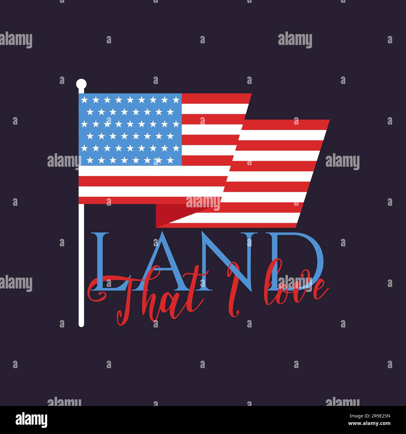 4th of July typography design with quote - Land that i love and flag ...