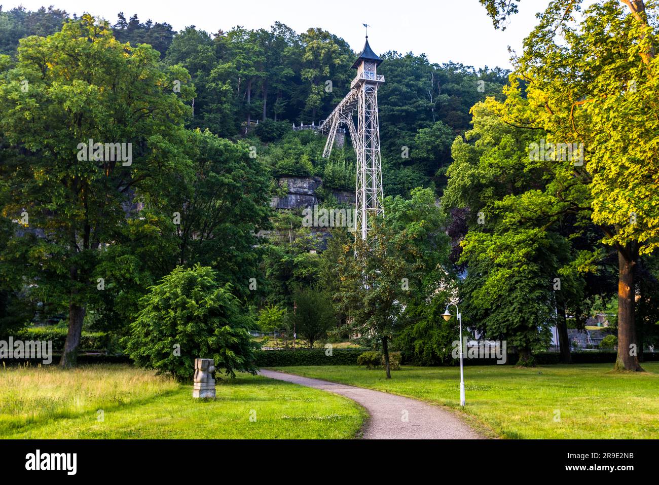 A historic passenger elevator takes you high above the town of Bad ...