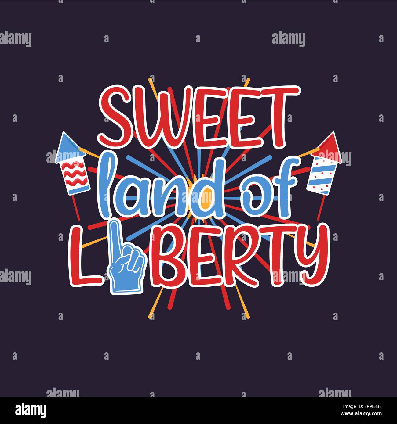 4th of July typography design with quote - sweet land of liberty and ...