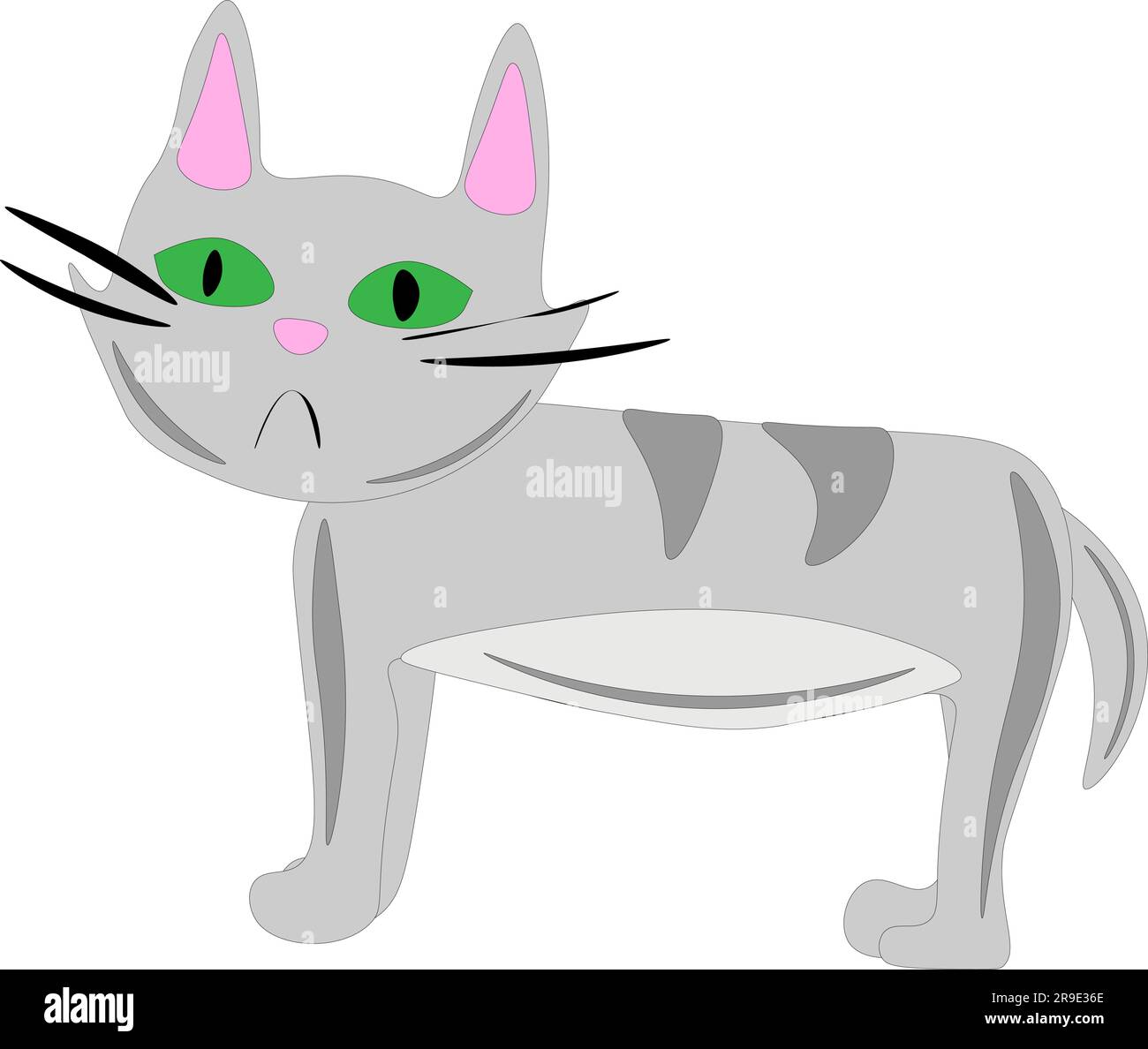 Sad gray cat, children's drawing. Vector illustration Stock Vector ...