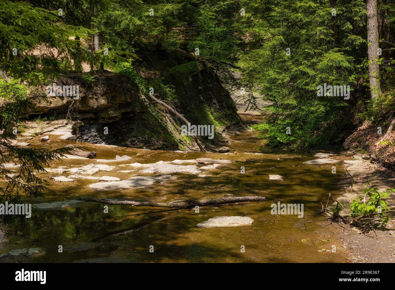 Low water levels at the top of Bridal Veil Falls in Cuyahoga Valley ...