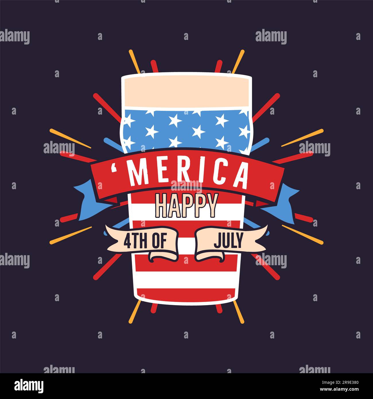 4th of July typography design with quote - Merica and beer. US ...