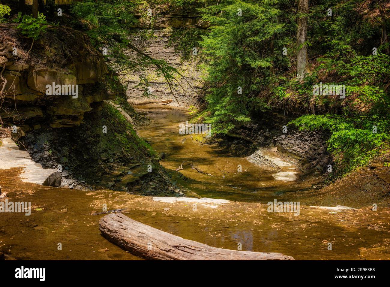 Low water levels at the top of Bridal Veil Falls in Cuyahoga Valley ...