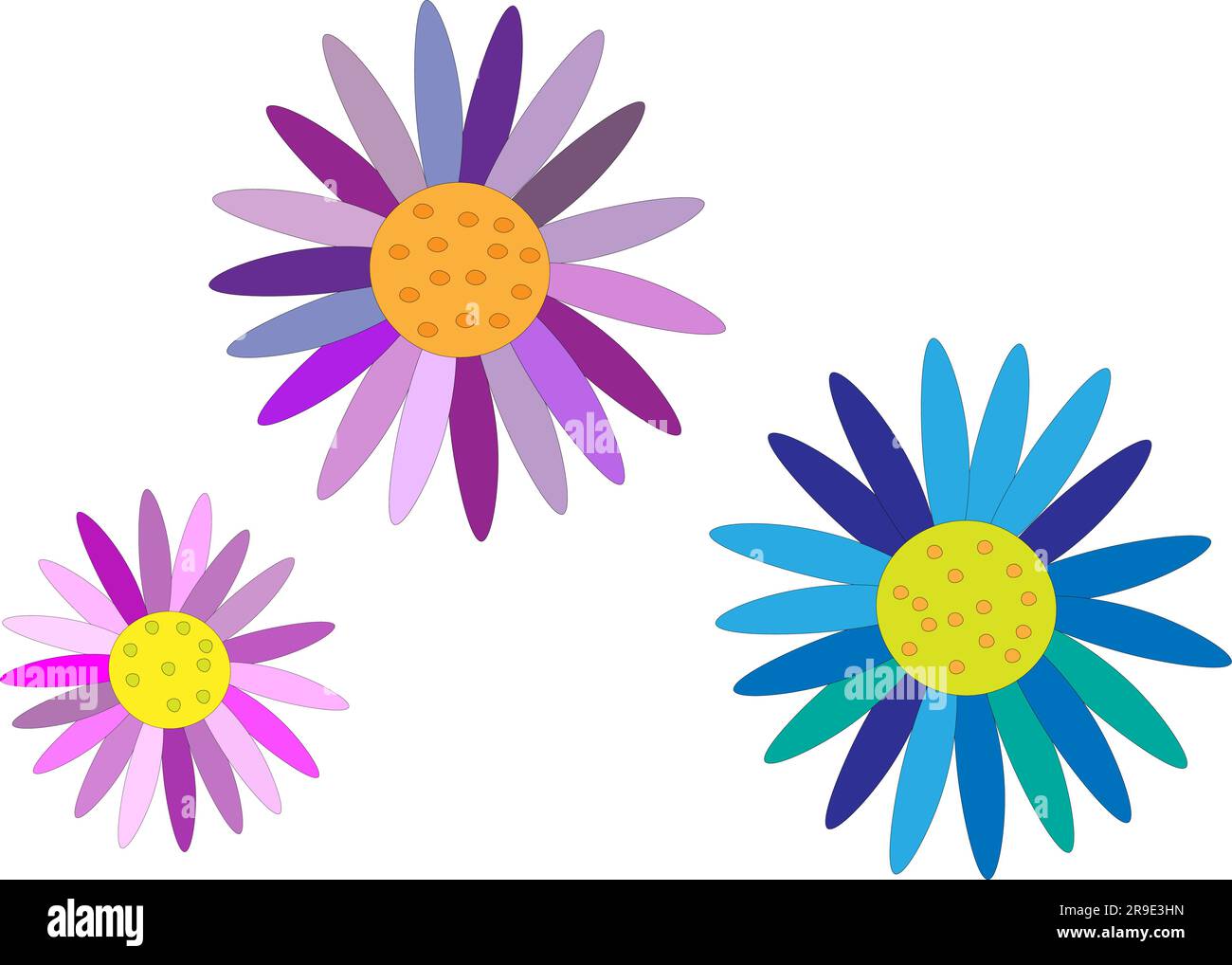 Multi Colored Flowers Clip Art Rainbow Colored Flowers Clip Art Set