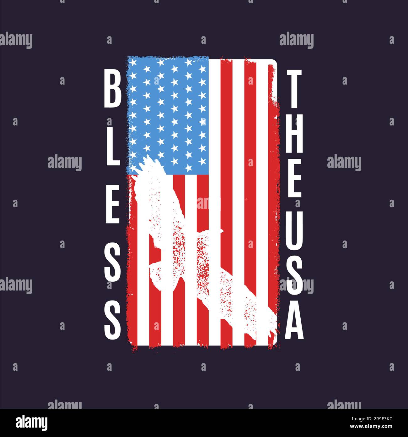 4th of July typography design with quote - bless the usa and eagle. US ...