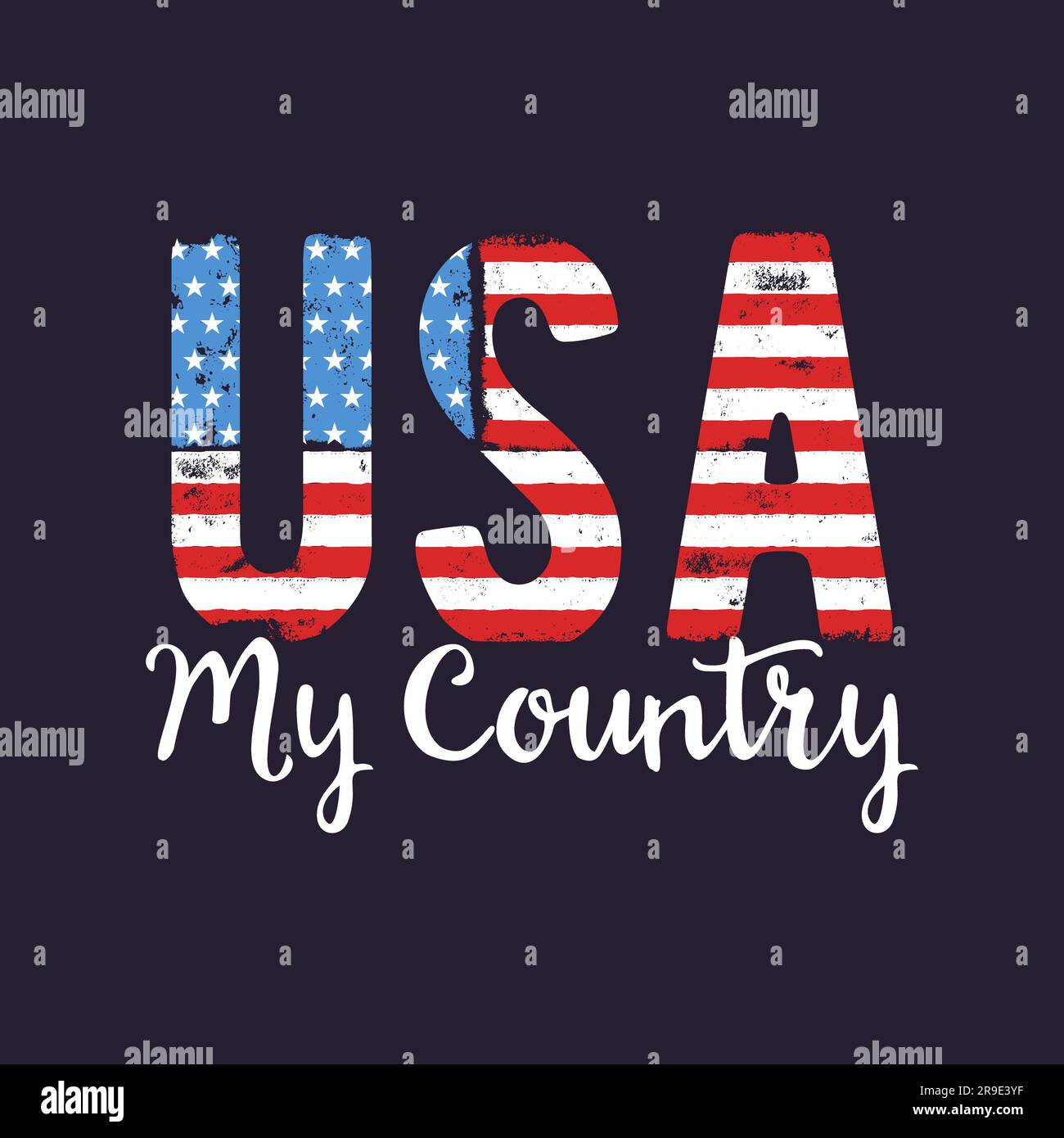 4th of July typography design with quote - usa my country. US ...