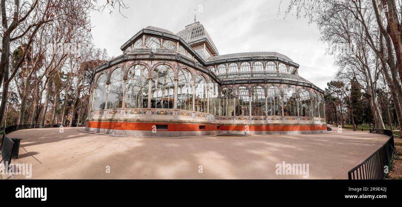 Madrid, Spain - FEB 16, 2022: El Palacio de Cristal, The Glass Palace ...