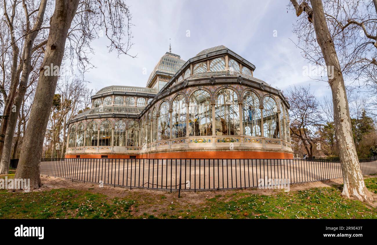 Madrid, Spain - FEB 16, 2022: El Palacio de Cristal, The Glass Palace ...