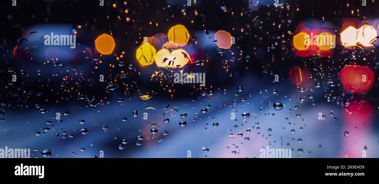 Driving in raining. Rain on car windshield or car window in rainy ...