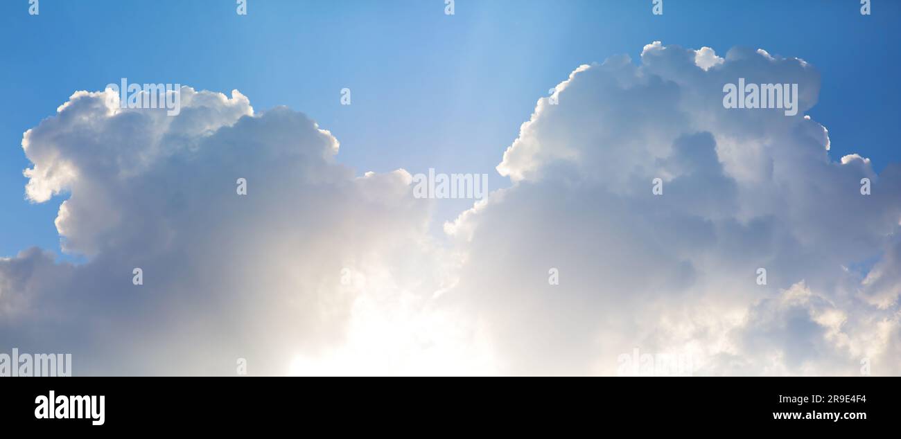 abstract beautiful sunset blue sky background with backlight sunny ...