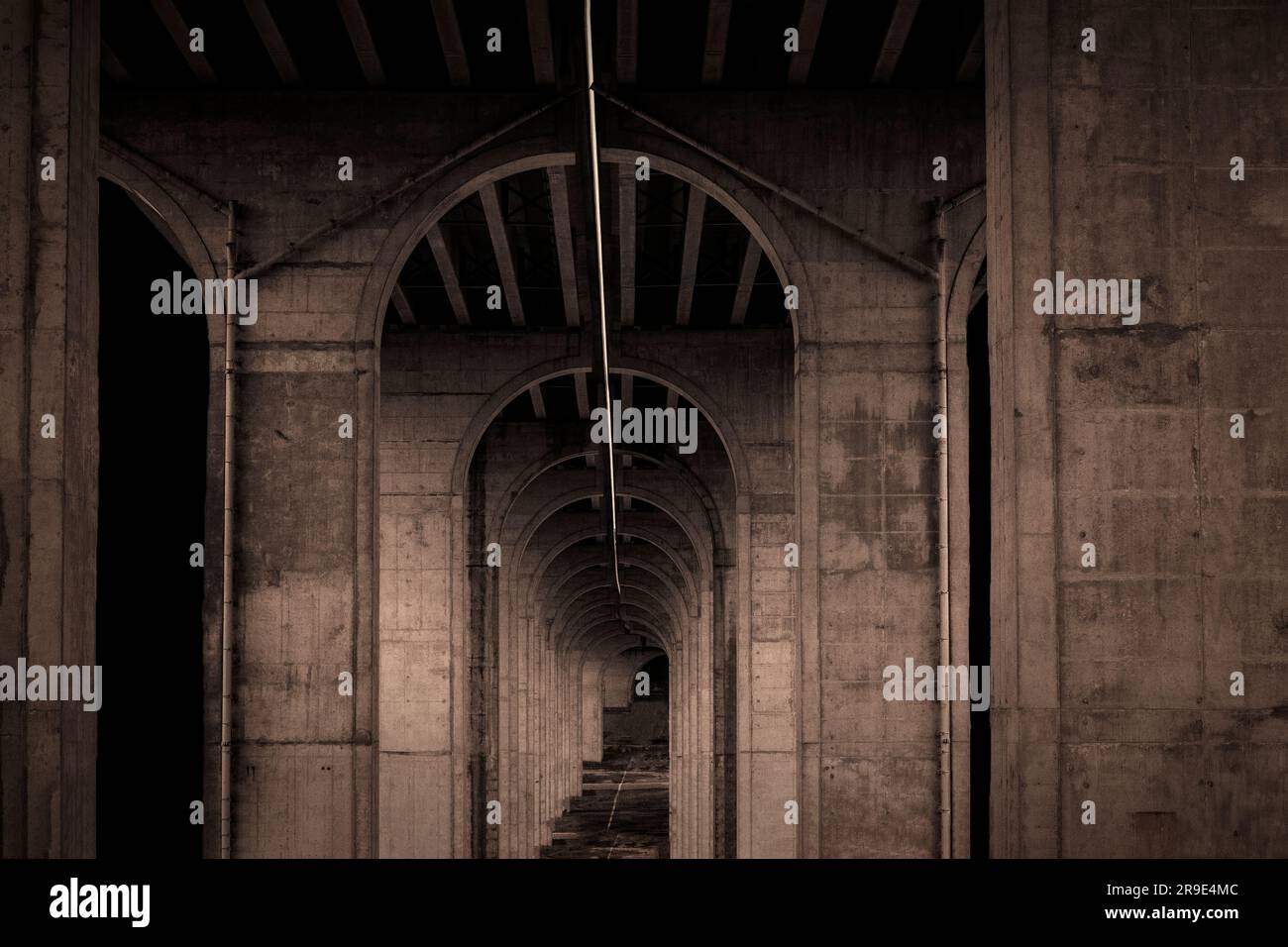 Enhanced image for backgrounds of the underside of a big bridge Stock ...