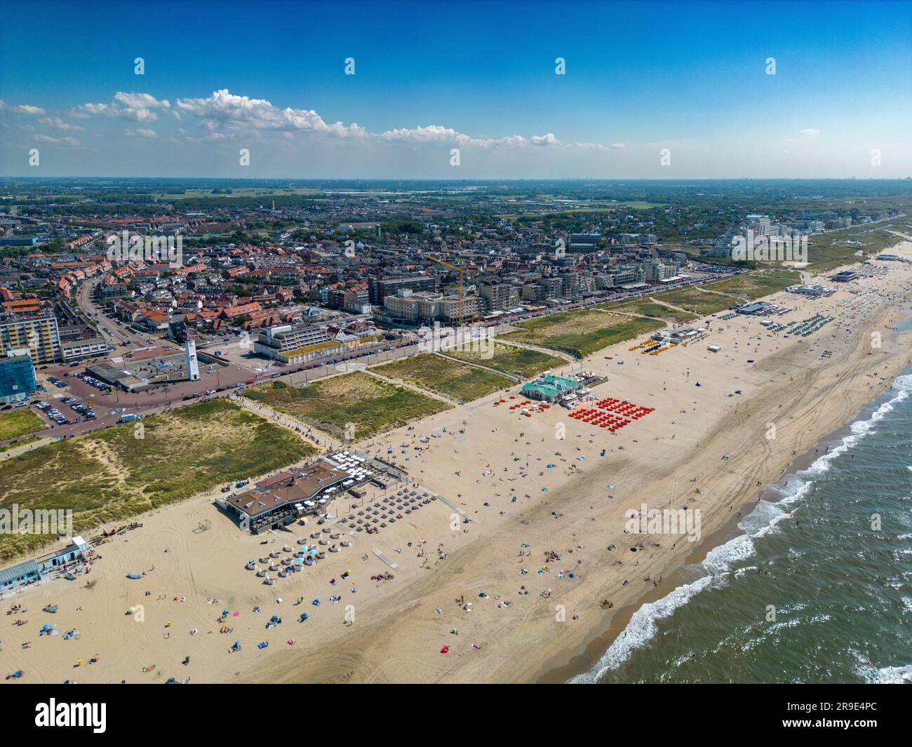 Aerial Drone Photo Of The Boulevard And Town Of Noordwijk In The