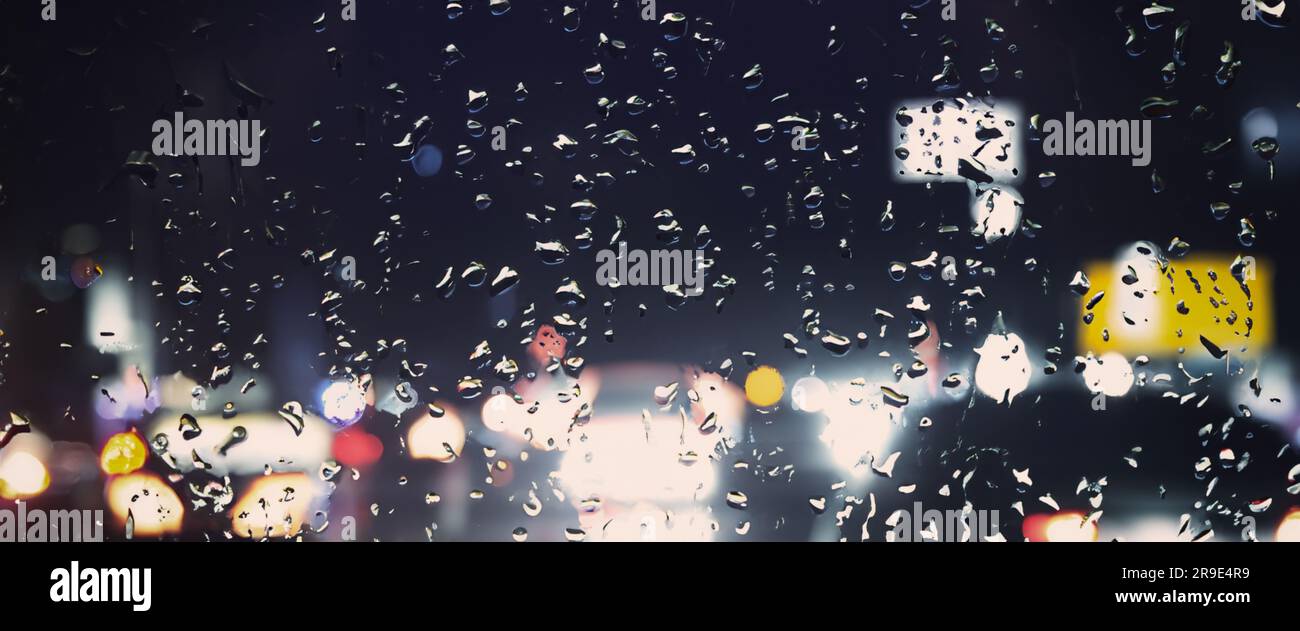 Driving in raining. Rain on car windshield or car window in rainy ...