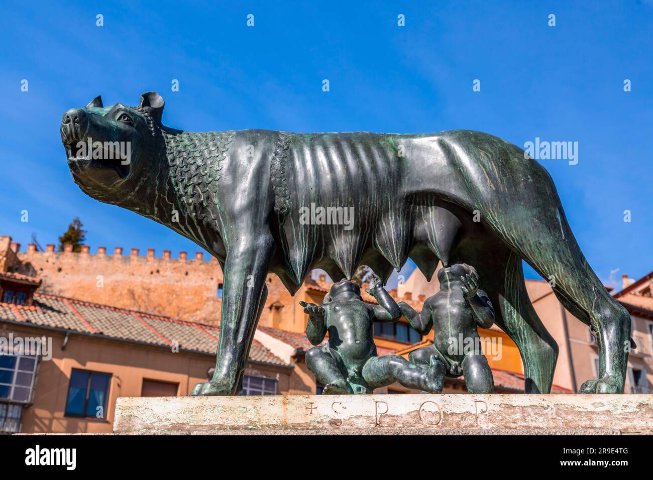 Segovia, Spain-February 18, 2022: The Capitoline Wolf statue under the ...
